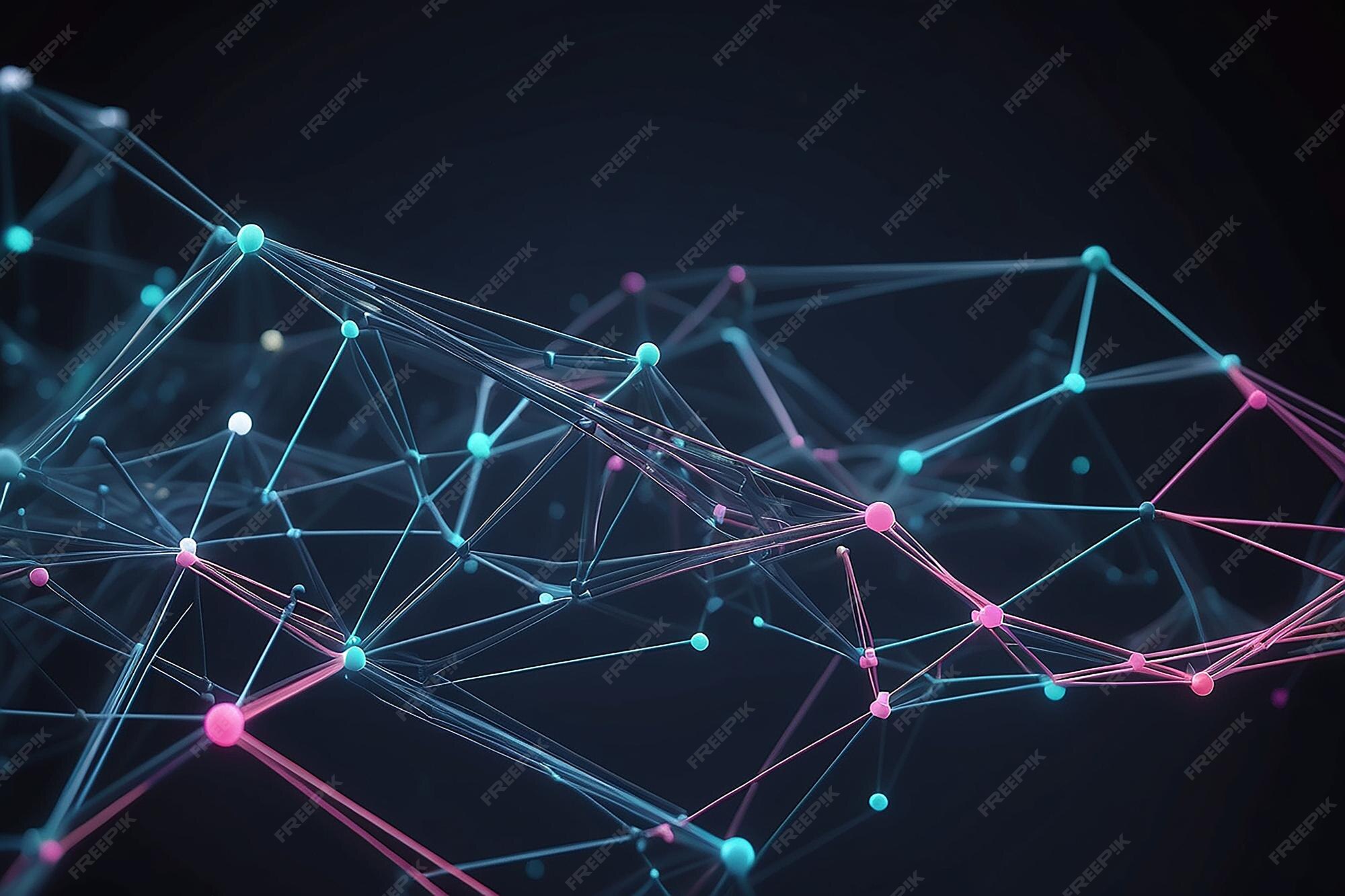 Abstract background with connecting dots and lines Network connection structure Plexus effect 3d ...