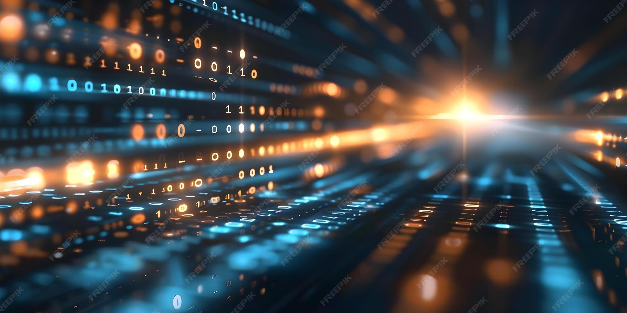 Abstract Blue Background Representing Cyber Attacks And Data Breach With Binary Code Signals