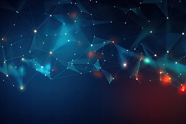 Premium AI Image | Abstract blue polygonal space low poly dark background with connecting dots ...