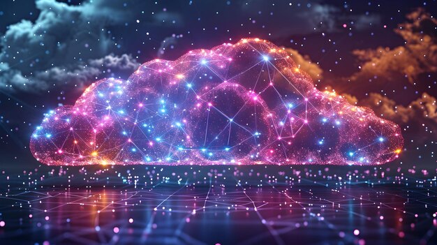Premium Photo Abstract Cloud Computing Network In Psychedelic Style
