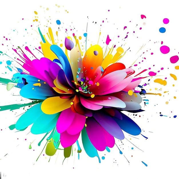 Premium AI Image | Abstract color splash and isolated flower illustration Premium AI Image | Abstract color splash and isolated flower illustration