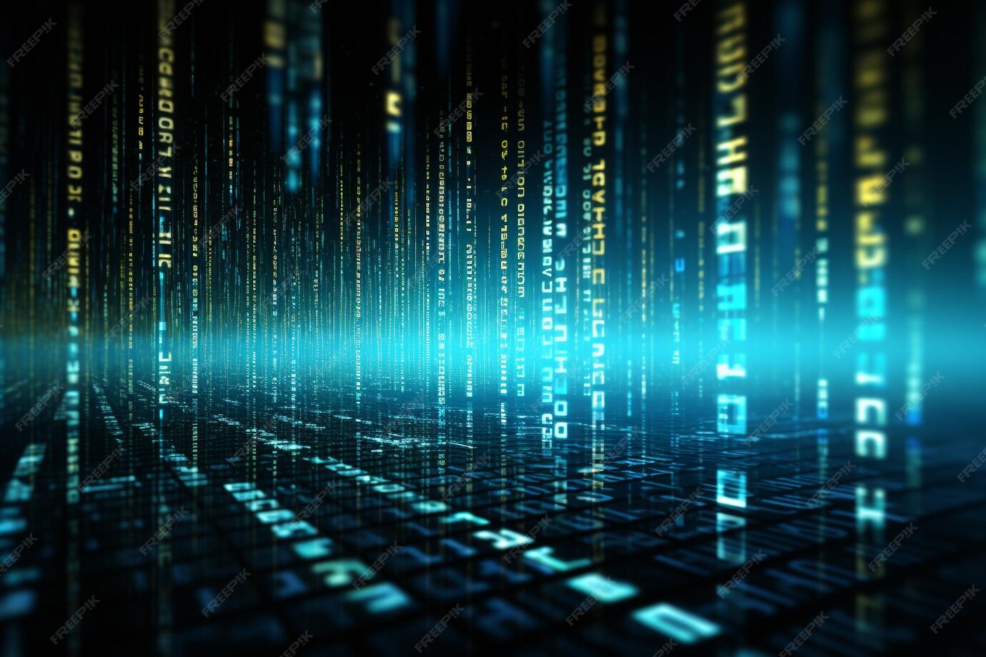 Abstract digital backdrop AI algorithms and binary code converge dynamically | Premium AI ...