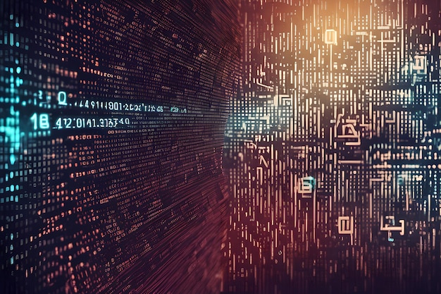 Premium Photo An Abstract Digital Background With Binary Code And Ai Algorithms Running In The