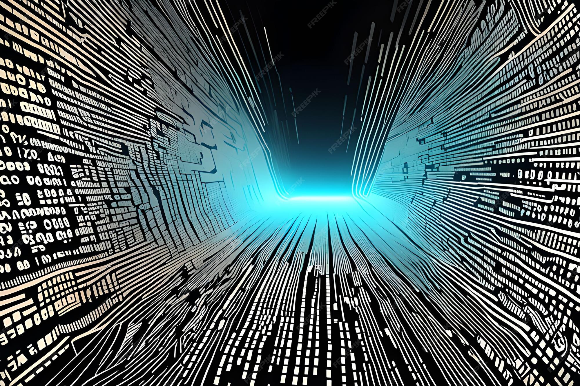 An abstract digital background with binary code and AI algorithms ...