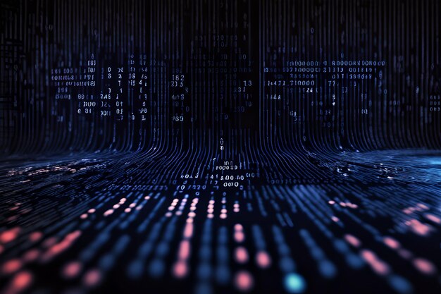 Premium Photo An Abstract Digital Background With Binary Code And Ai Algorithms Running In The