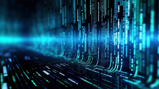 Premium Photo An Abstract Digital Background With Binary Code And Ai Algorithms Running In The