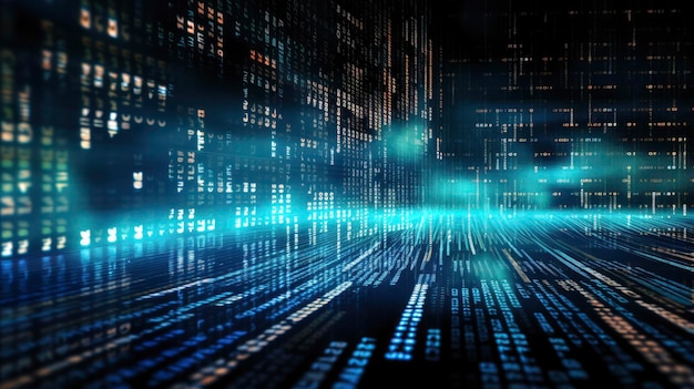 Premium Ai Image An Abstract Digital Background With Binary Code And Ai Algorithms Running In