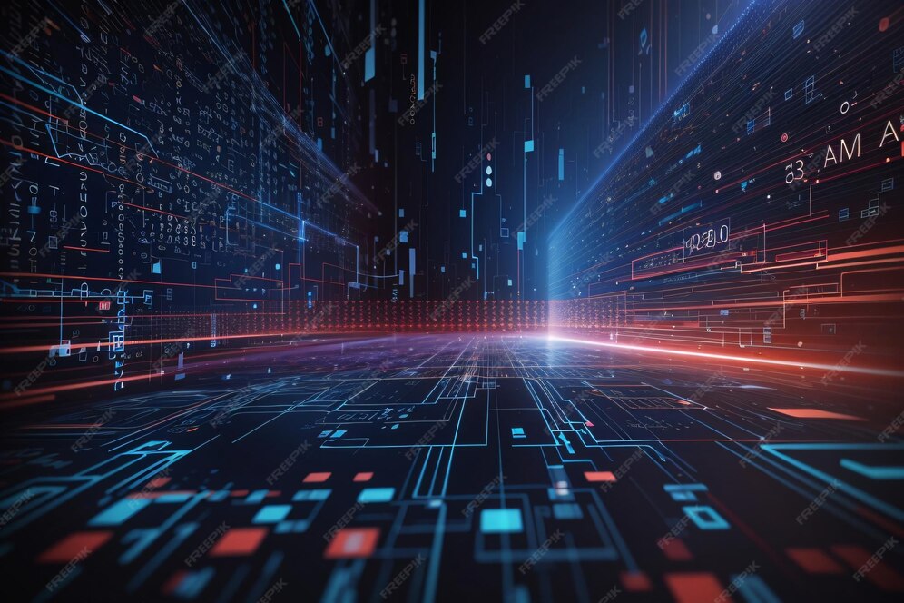 Premium Photo | Abstract digital background with binary code and AI ...