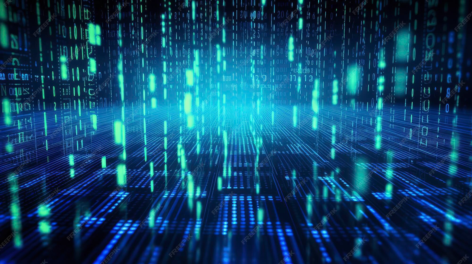 Premium AI Image | An abstract digital background with binary code and AI algorithms running in ...