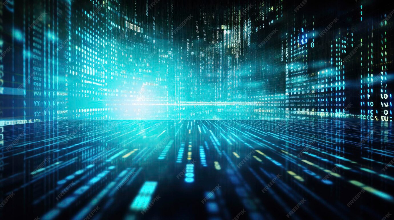 Premium AI Image | An abstract digital background with binary code and AI algorithms running in ...
