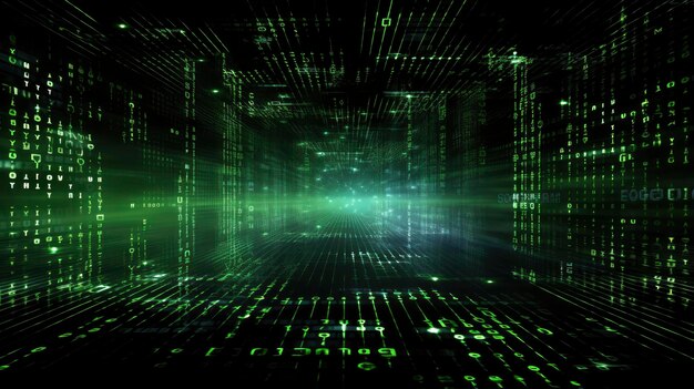 Premium Photo An Abstract Digital Background With Binary Code And Ai Algorithms Running In The
