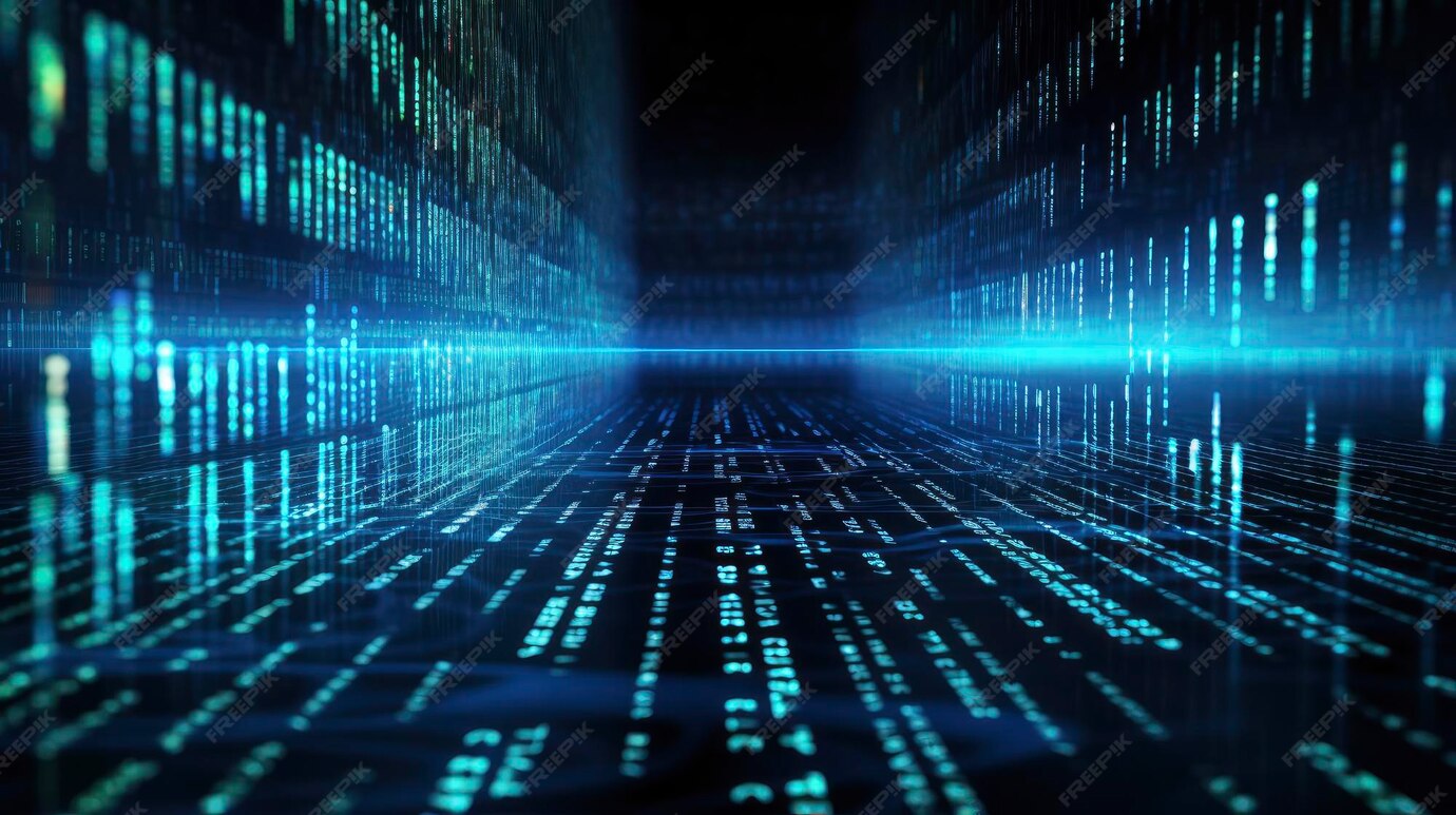 Premium AI Image | An abstract digital background with binary code and AI algorithms running in ...