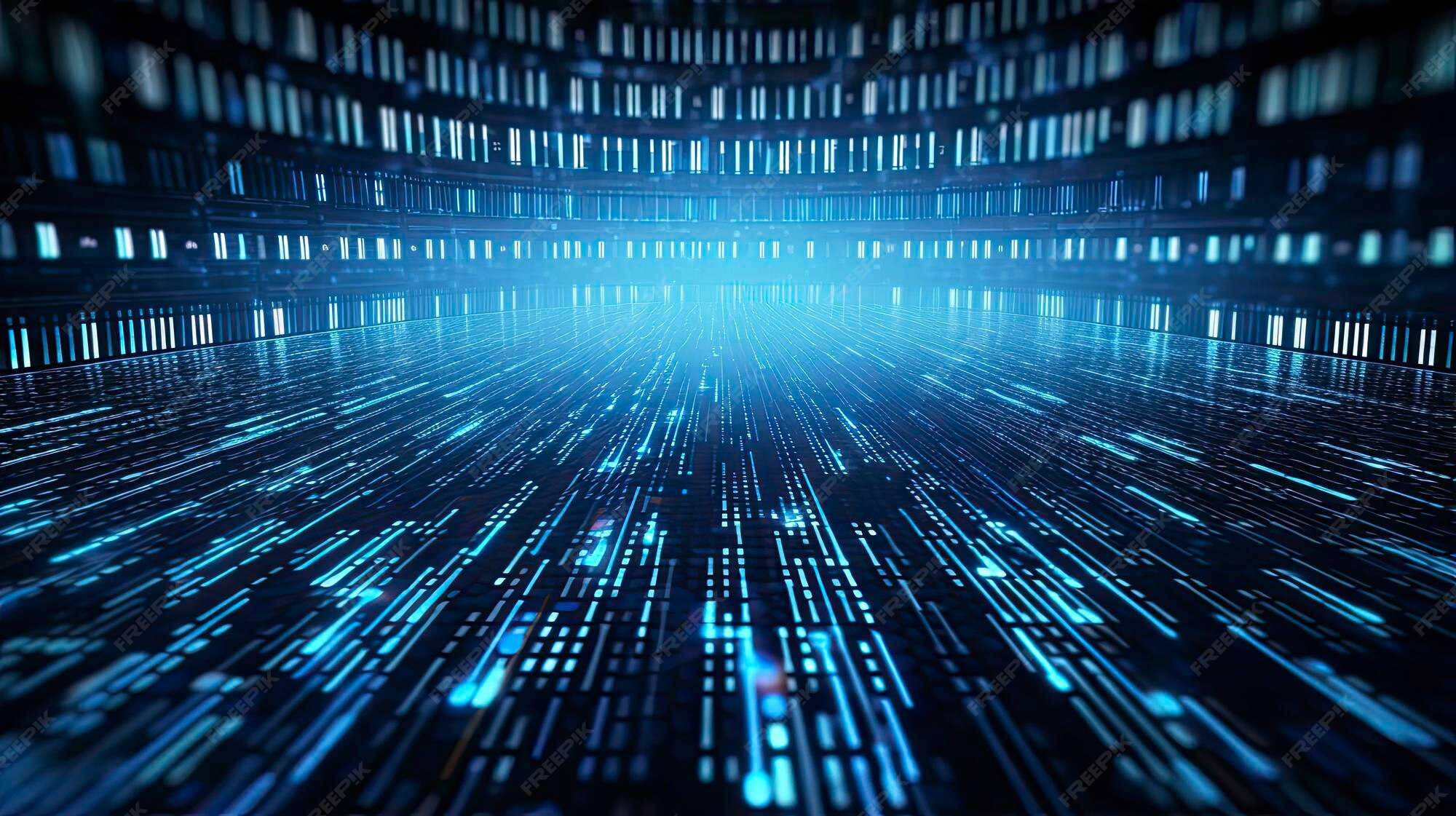 An abstract digital background with binary code and AI algorithms running in the background ...