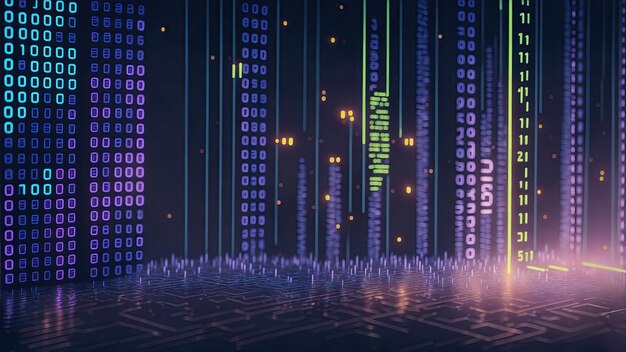 Premium AI Image | An abstract digital background with binary code and AI algorithms running in ...