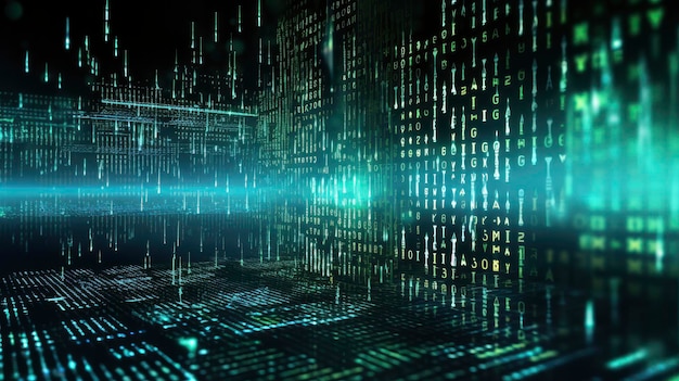 Premium Ai Image An Abstract Digital Background With Binary Code And Ai Algorithms Running In