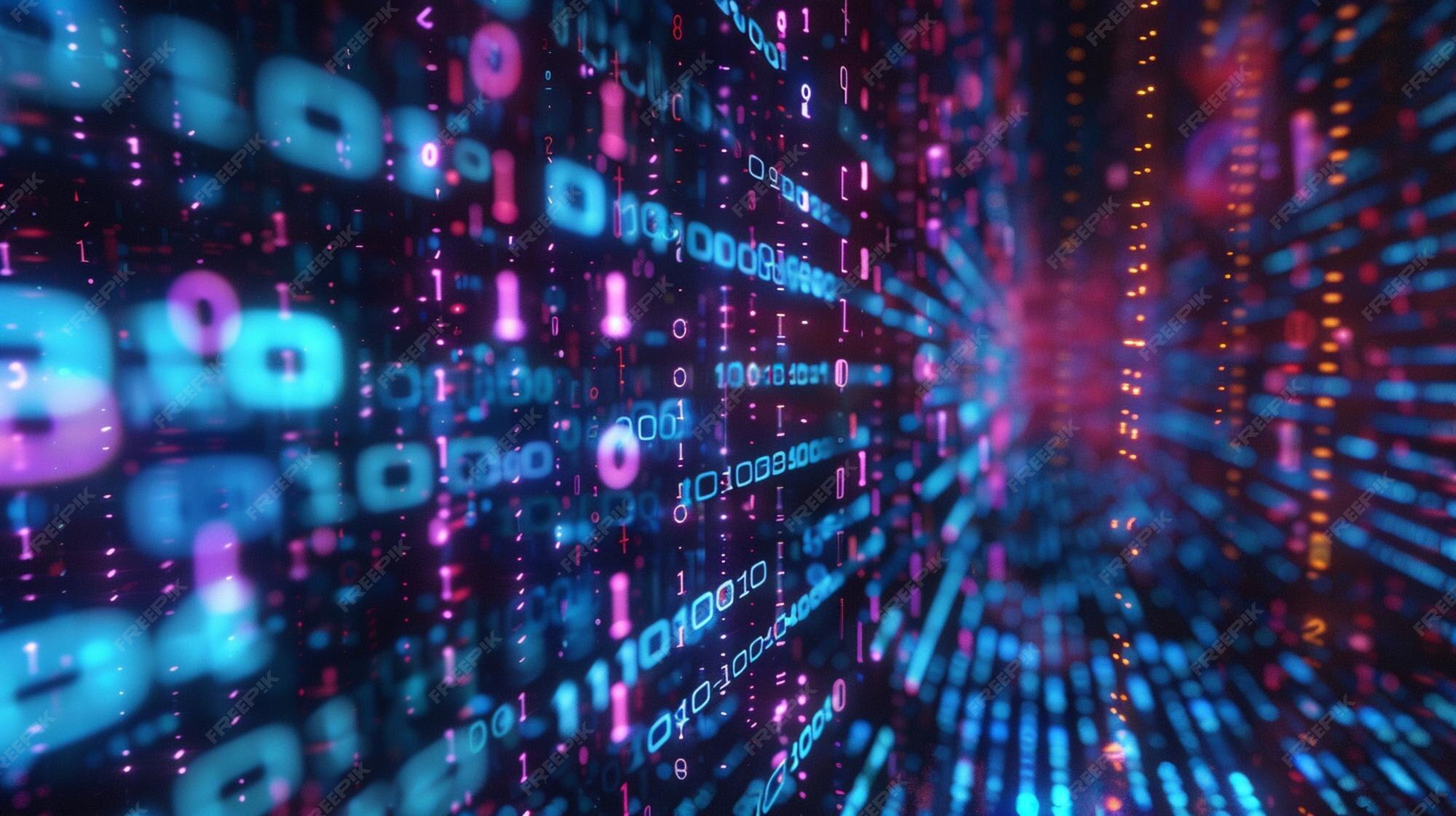 An abstract digital background with binary code and AI algorithms running in the background ...