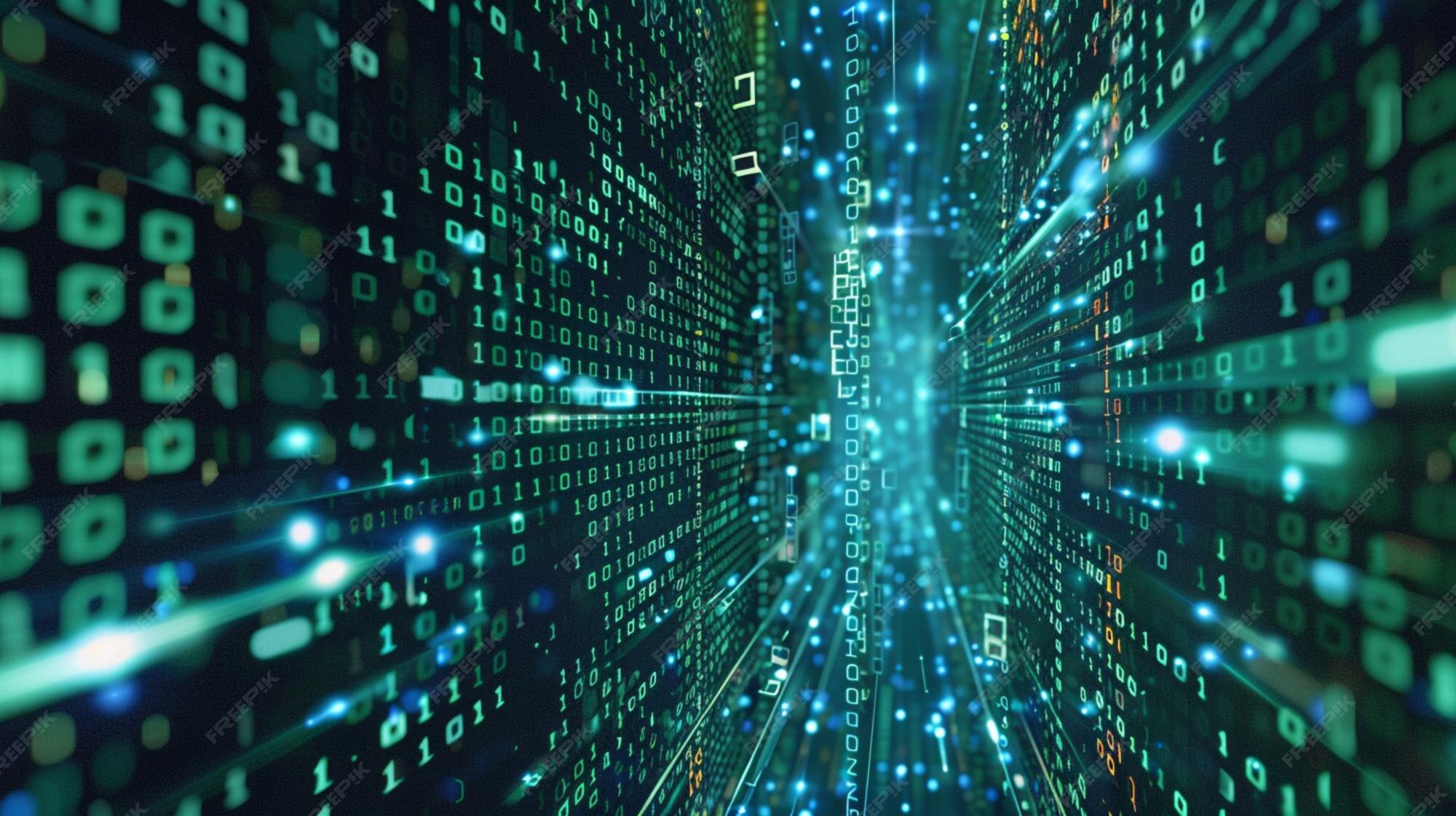 An abstract digital background with binary code and AI algorithms running in the background ...