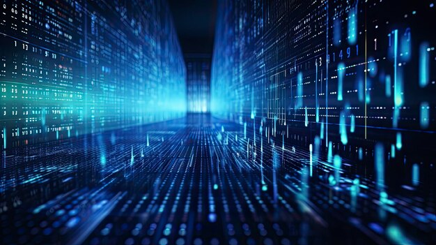 Premium Photo An Abstract Digital Background With Binary Code And Ai Algorithms Running In The