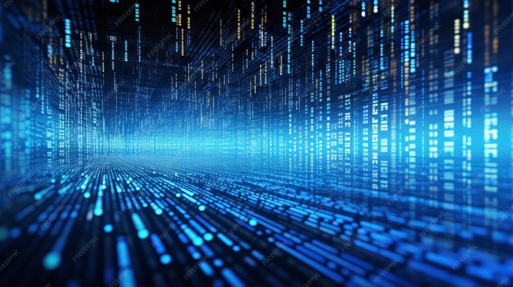 An abstract digital background with binary code and AI algorithms running in the background ...