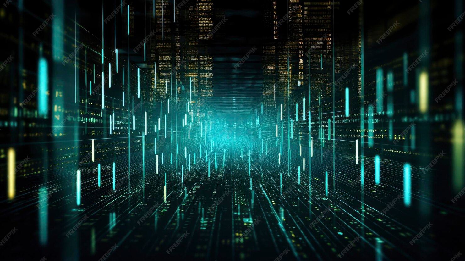 Premium AI Image | An abstract digital background with binary code and AI algorithms running in ...