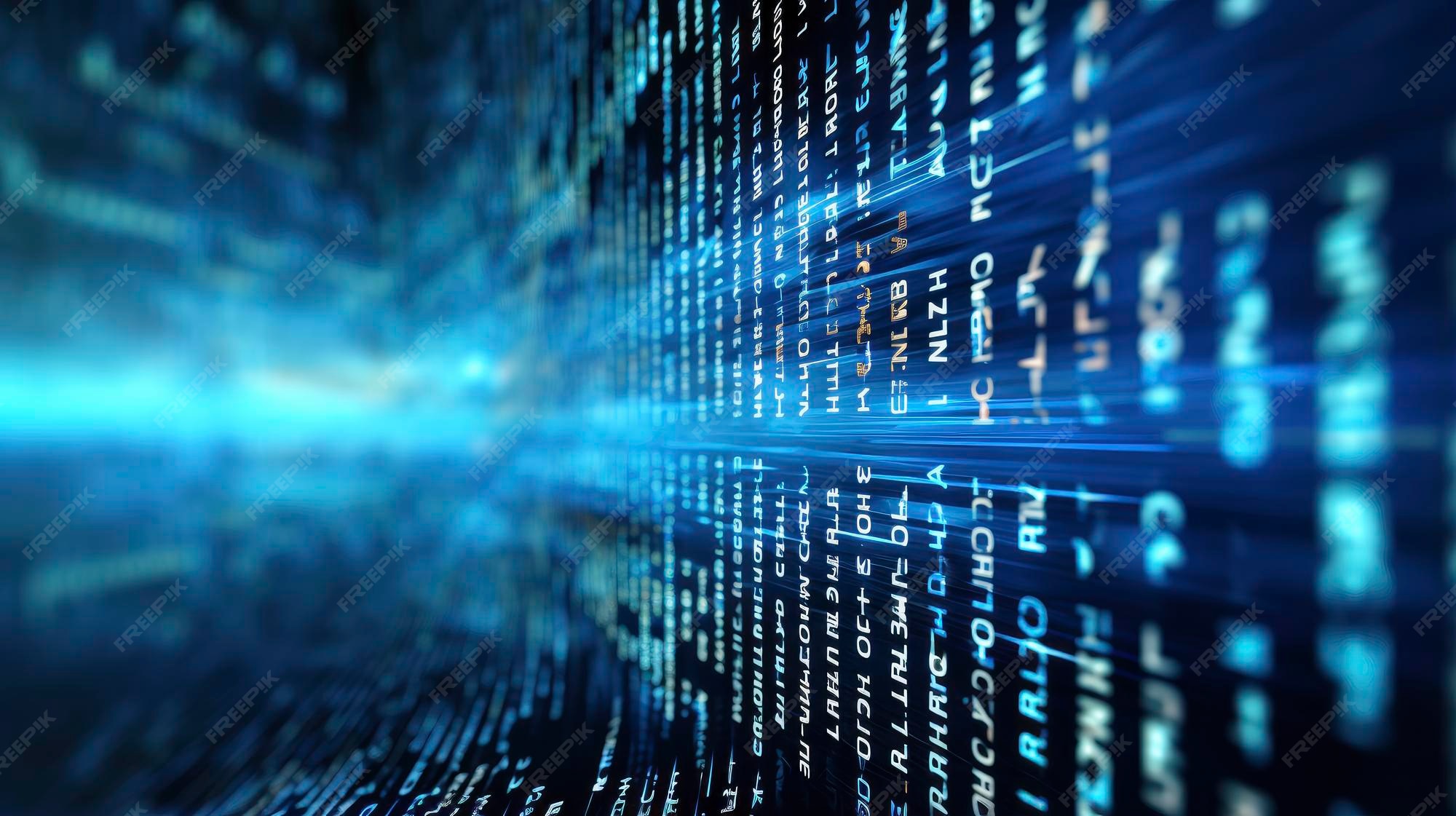 An abstract digital background with binary code and AI algorithms running in the background ...