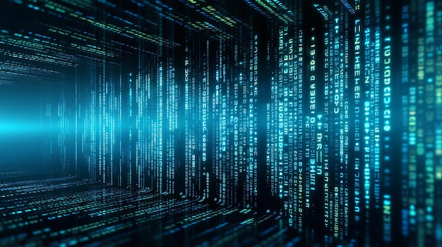 Premium AI Image | abstract digital background with binary code and AI algorithms running
