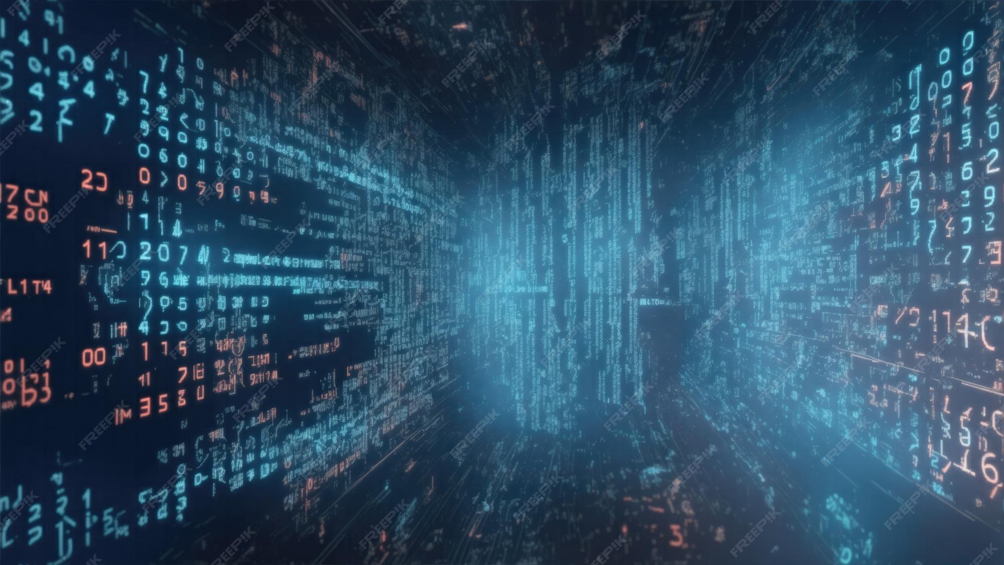 Premium Photo | Abstract digital binary code and AI algorithms running background