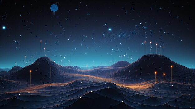 Premium Photo | Abstract digital landscape with particles dots Premium Photo | Abstract digital landscape with particles dots