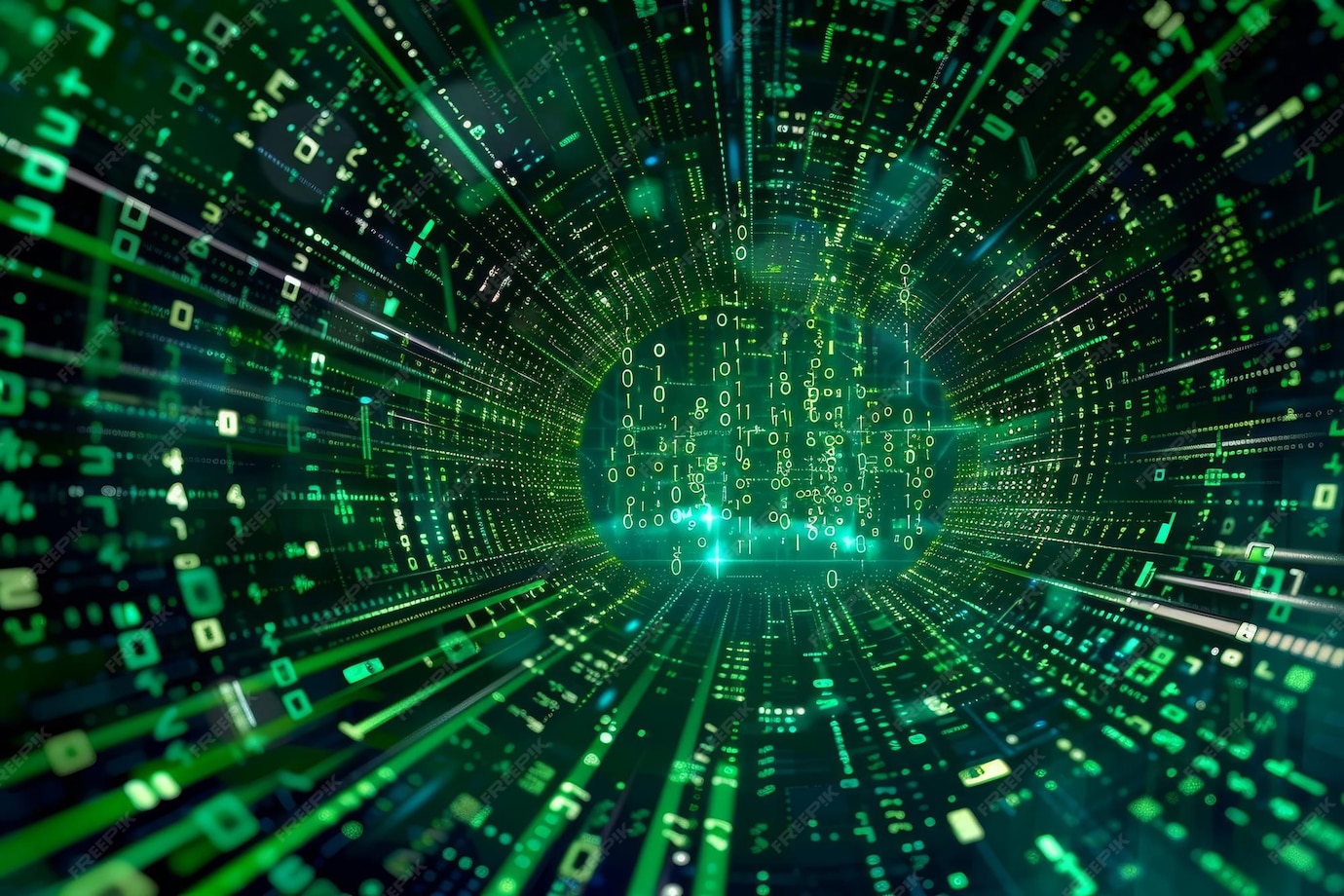 An abstract digital visualization of data encryption depicted as a ...