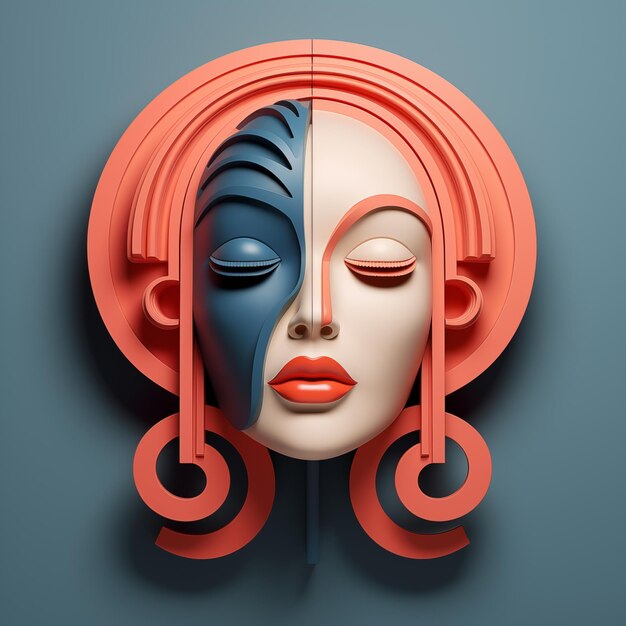 Premium Photo Abstract Female Face With Decor Elements Fashion Background