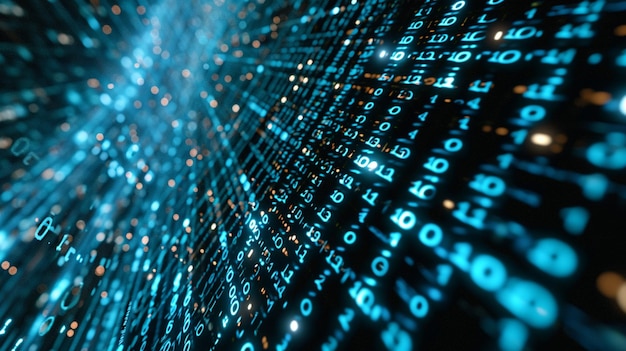 Premium Ai Image Abstract Futuristic Cyberspace With Binary Code Matrix Background With Digits