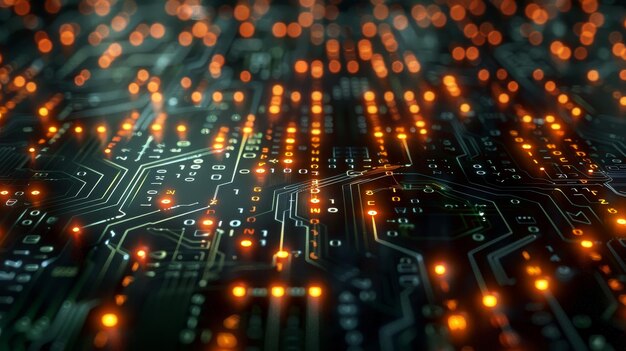 Premium Photo An Abstract Futuristic Electronic Circuit Board With Binary Code Neural Networks