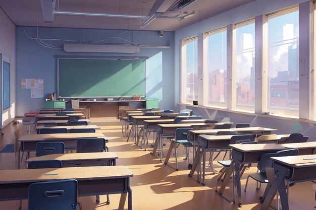 Premium AI Image | Abstract futuristic school classroom Premium AI Image | Abstract futuristic school classroom