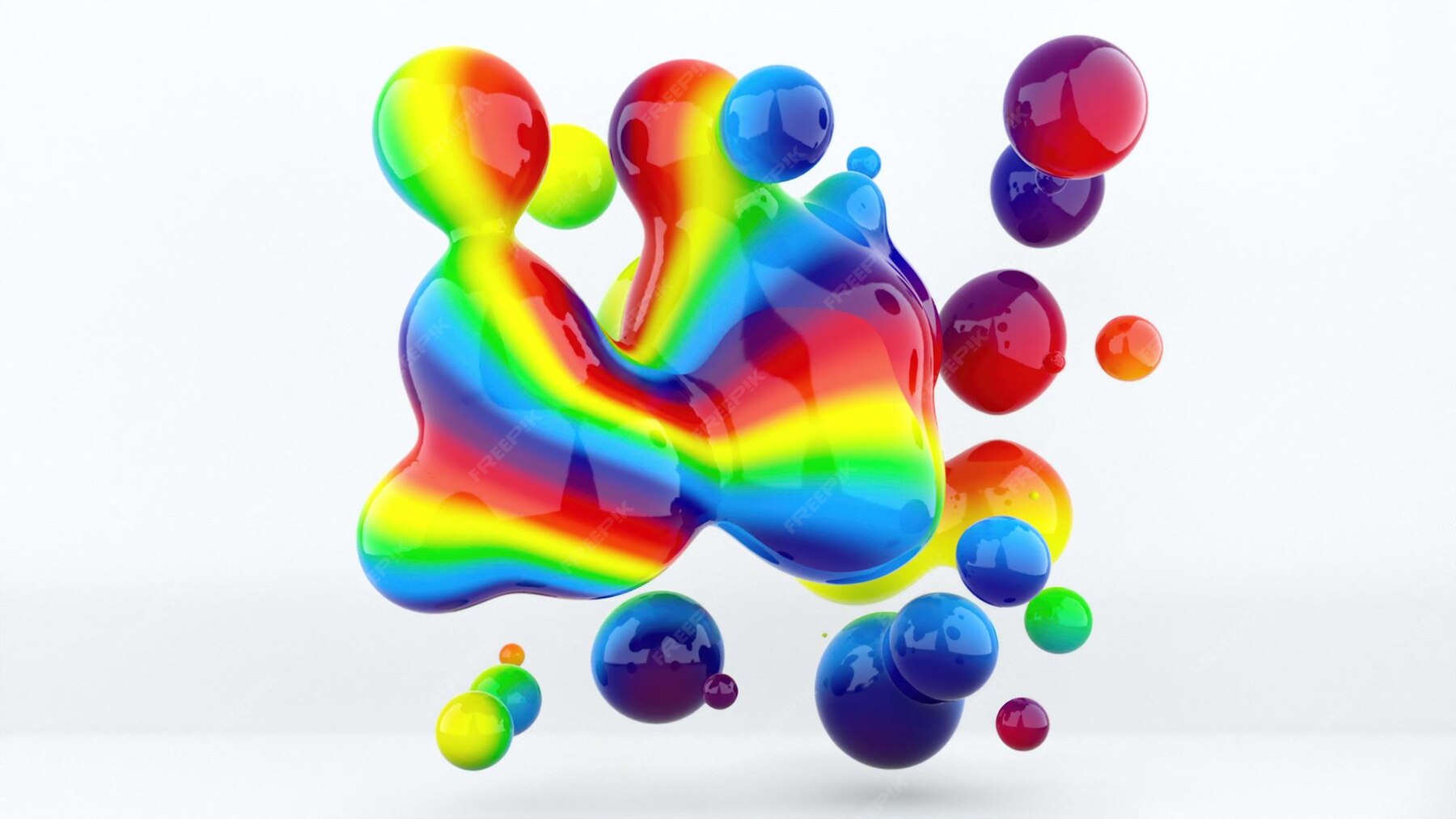 Premium Photo | Abstract geometric art with floating liquid blobs computer generated 3d ...