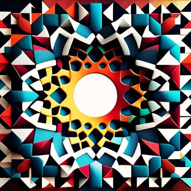 Premium AI Image | Abstract Geometric Pattern Artwork Retro colors and ... Premium AI Image | Abstract Geometric Pattern Artwork Retro colors and ...