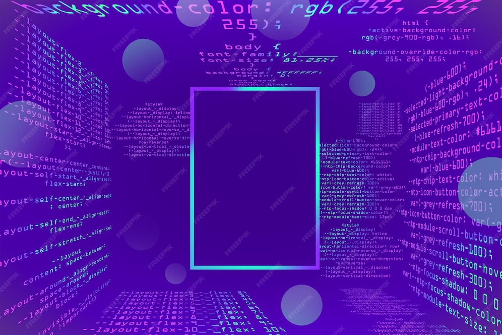 Premium Photo | Abstract glowing purple coding programming background with square mock up frame ...