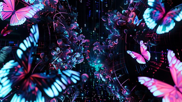 Abstract GlowintheDark Butterflies in a Neon Cityscape | Premium AI ... Abstract GlowintheDark Butterflies in a Neon Cityscape | Premium AI ...