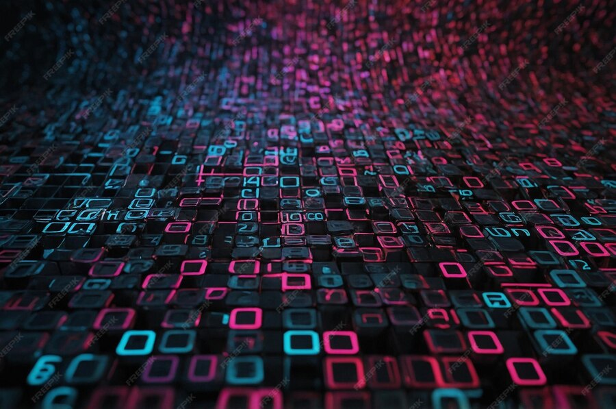 Abstract Hexadecimal Grid with Floating Programming Code | Premium AI ...