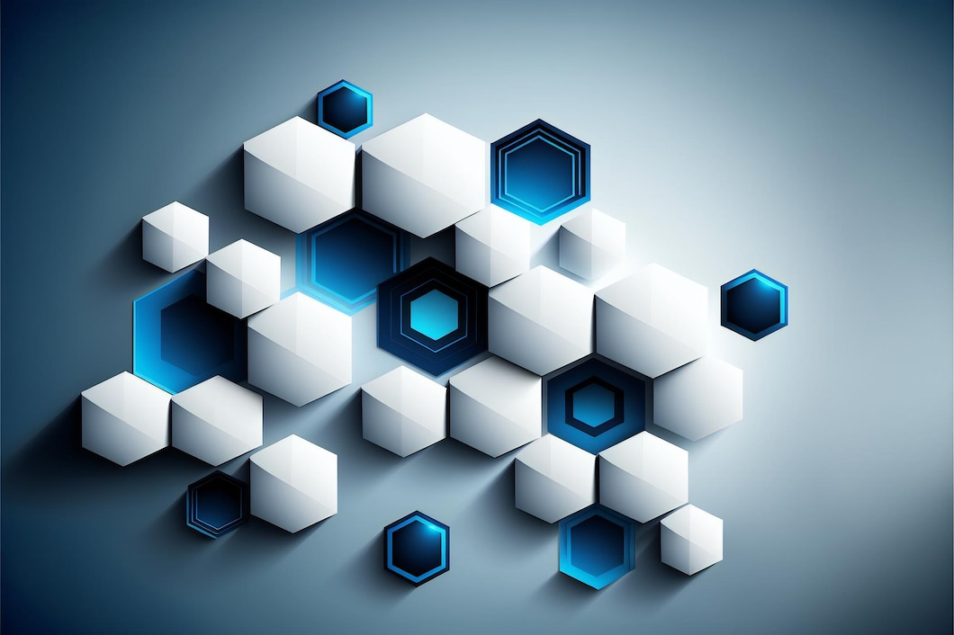 Premium Photo | Abstract hexagon white background blue light digital ... Premium Photo | Abstract hexagon white background blue light digital ...