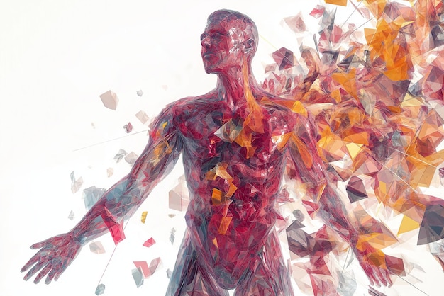 Premium Photo | Abstract human figure dissolving into geometric shapes Premium Photo | Abstract human figure dissolving into geometric shapes