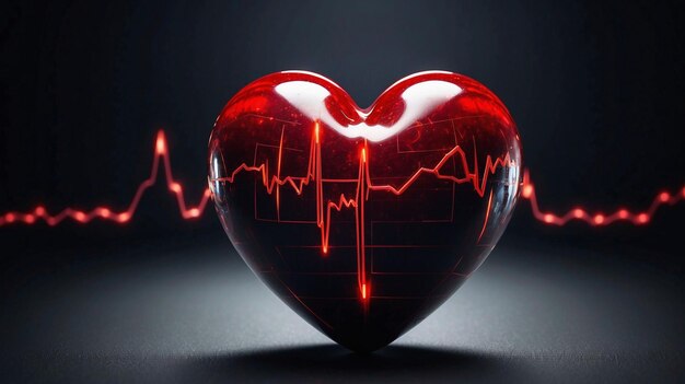 Premium Photo Abstract Human Heart Shape With Red Cardio Pulse Line