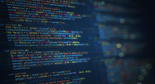 Premium Photo Abstract Modern Tech Of Programming Code Screen Developer C Programming Language 5996