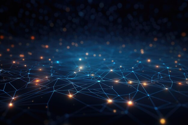 Premium Ai Image Abstract Network Connection On Dark Blue Background 3d Rendering Toned Image