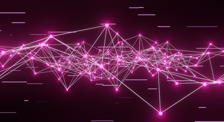 Premium Photo | Abstract pink plexus background connection lines and dots for tech science ...