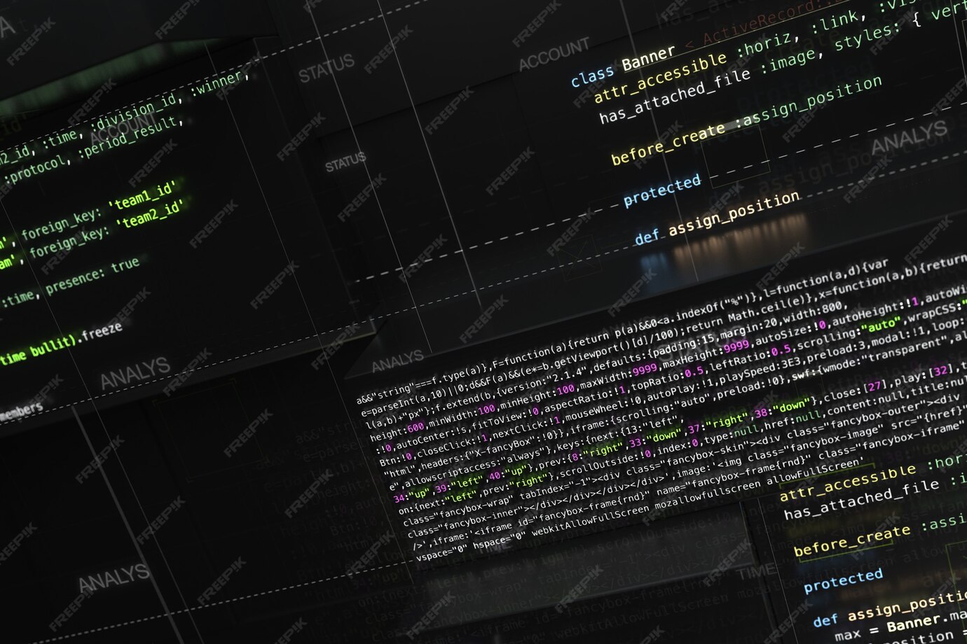 Premium Photo | Abstract programming background with code lines and 3d rendering of random ...