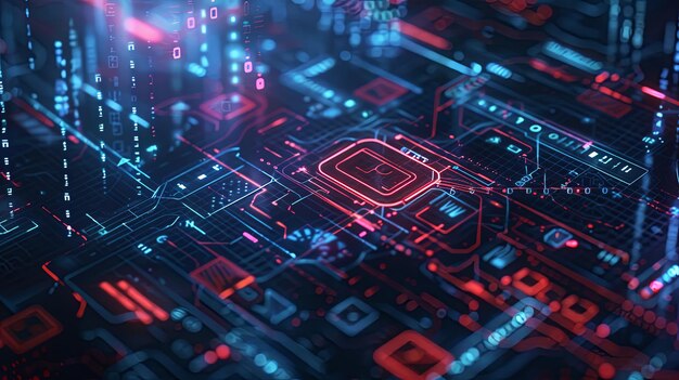 Abstract representation of a futuristic sophisticated cybersecurity ...