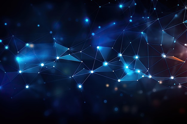 Premium Photo | Abstract blue background with connecting dots and lines Network connection ...