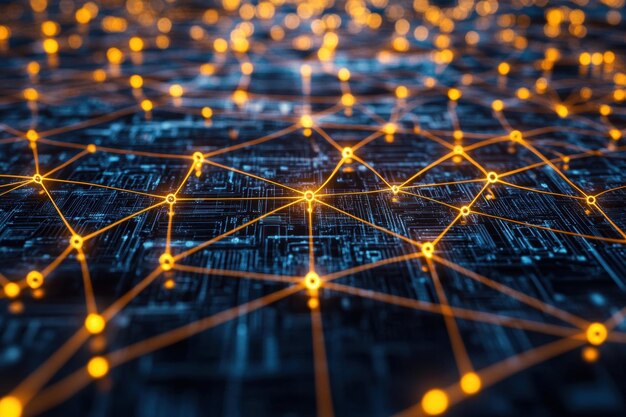 Premium Photo | Abstract Technology Network with Glowing Orange Nodes Premium Photo | Abstract Technology Network with Glowing Orange Nodes