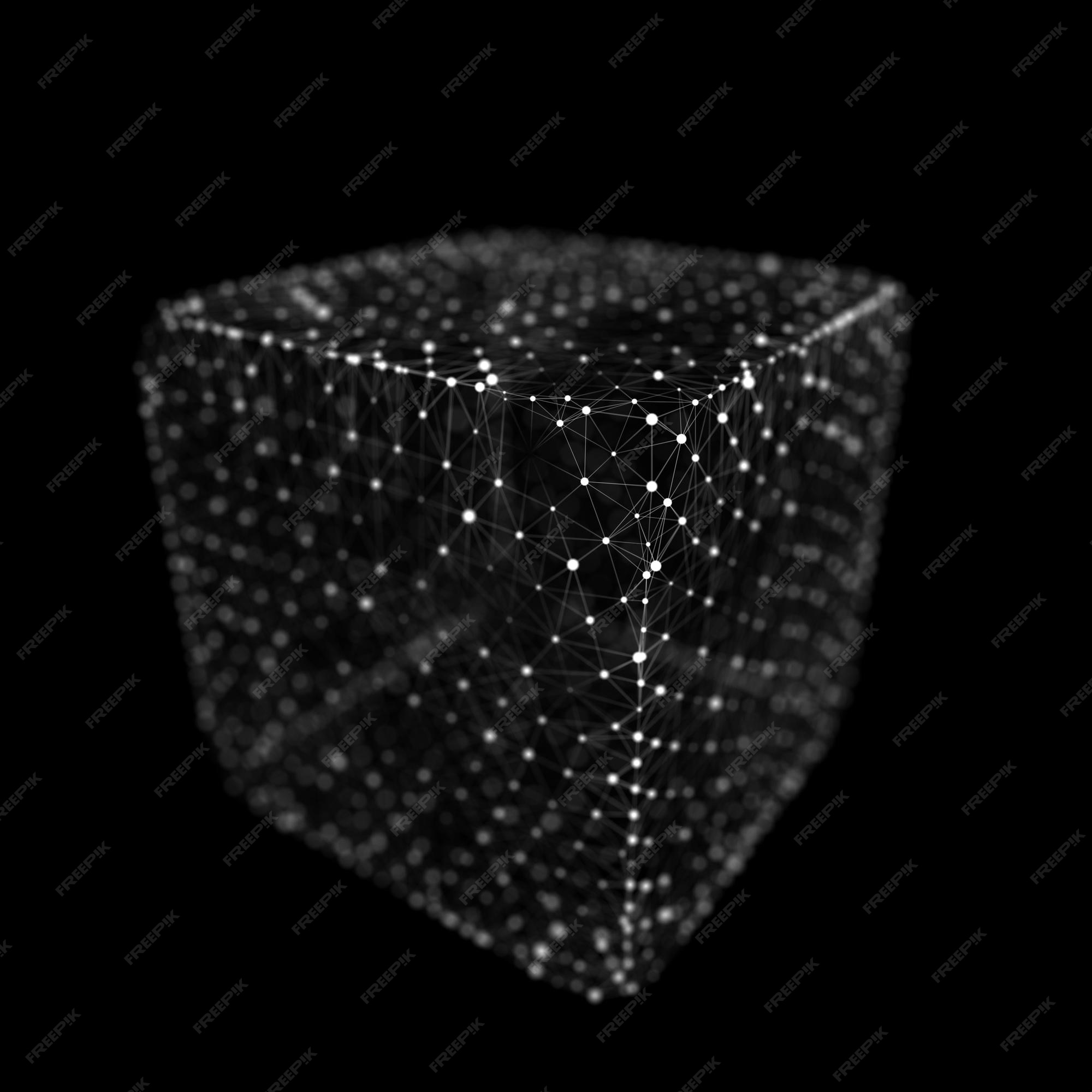 Premium Photo | Abstract wireframe cube whith connection dots and lines ...
