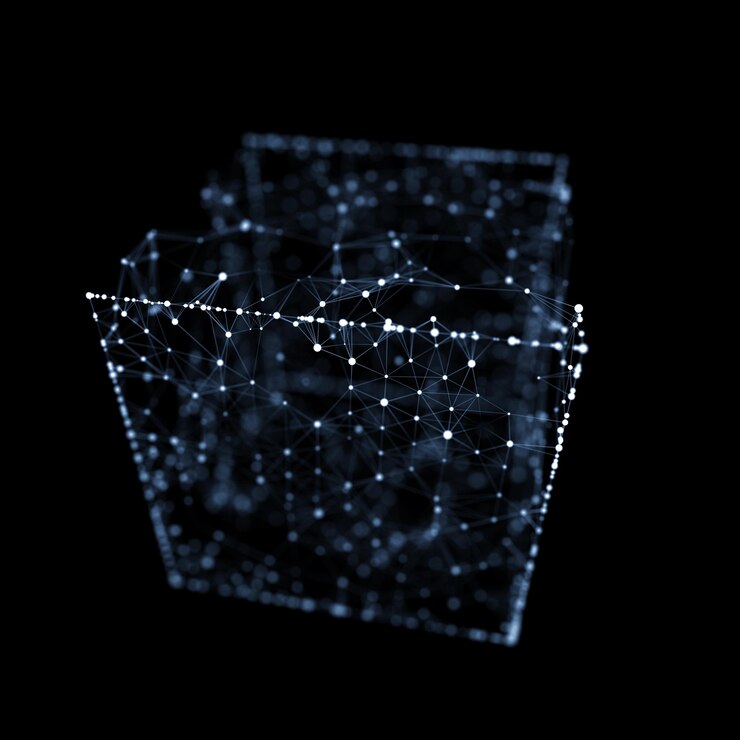 Premium Photo | Abstract wireframe cube whith connection dots and lines ...